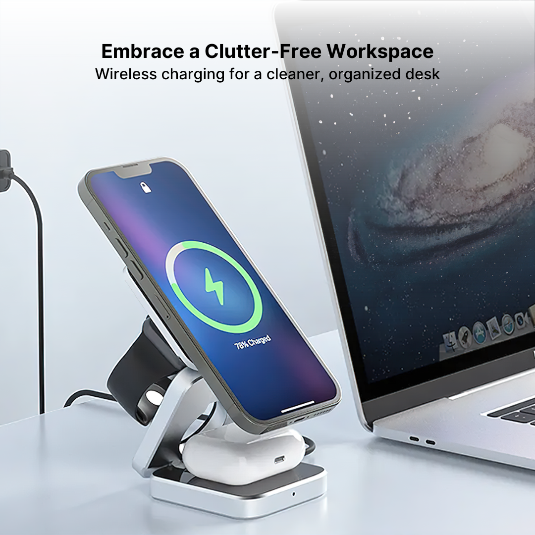 ChargeDeck 3-in-1 Foldable Wireless Station - For Apple & Android ...