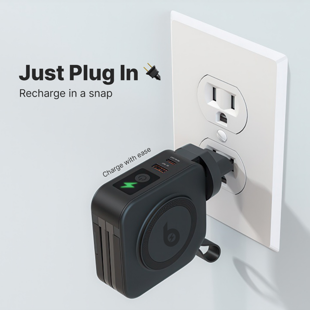 TravelBank 5-in-1 Wall Charger with Wireless Charging Pad and Power Ba ...