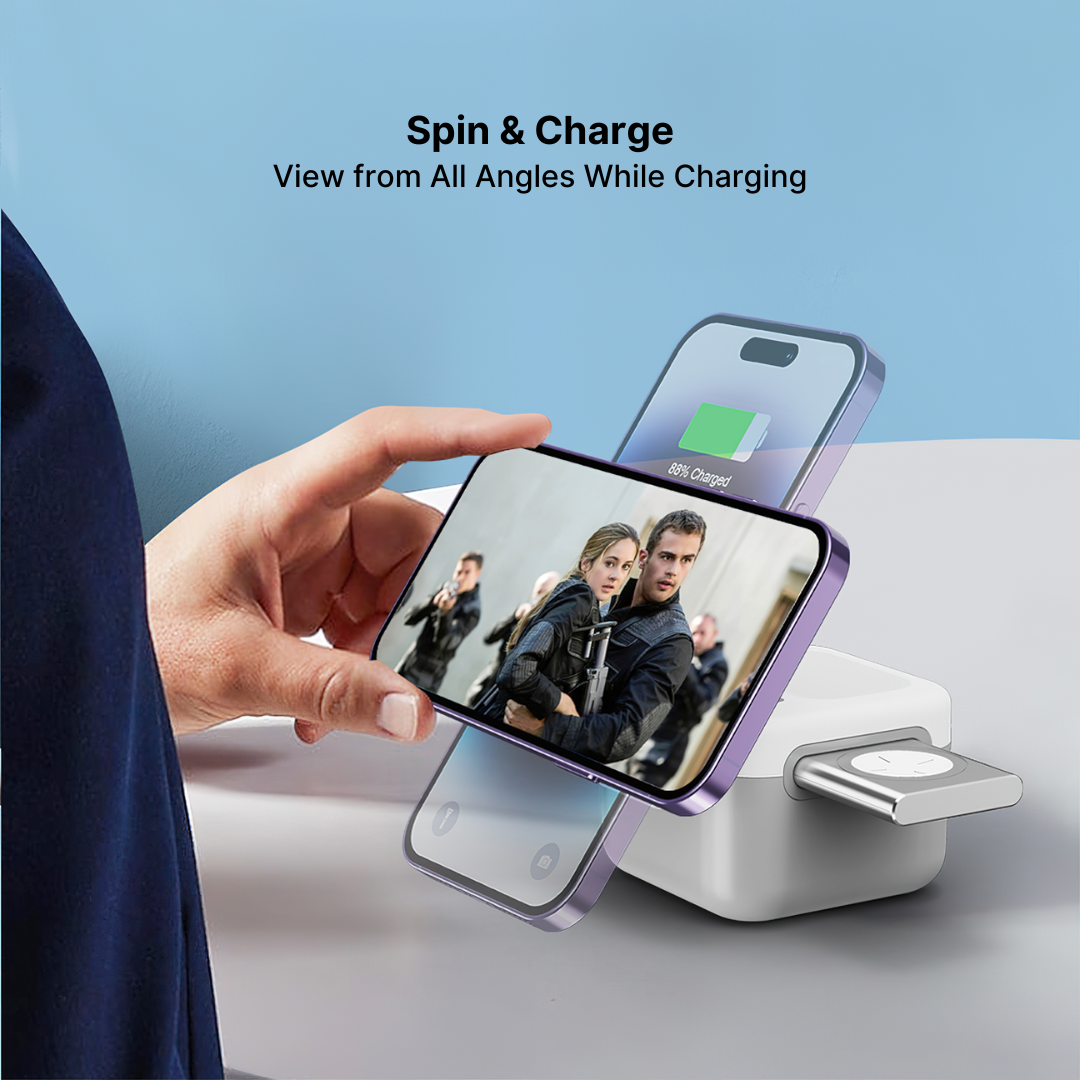 CubeMag 3-in-1 Magnetic Wireless Charging Station for Apple and Androi ...