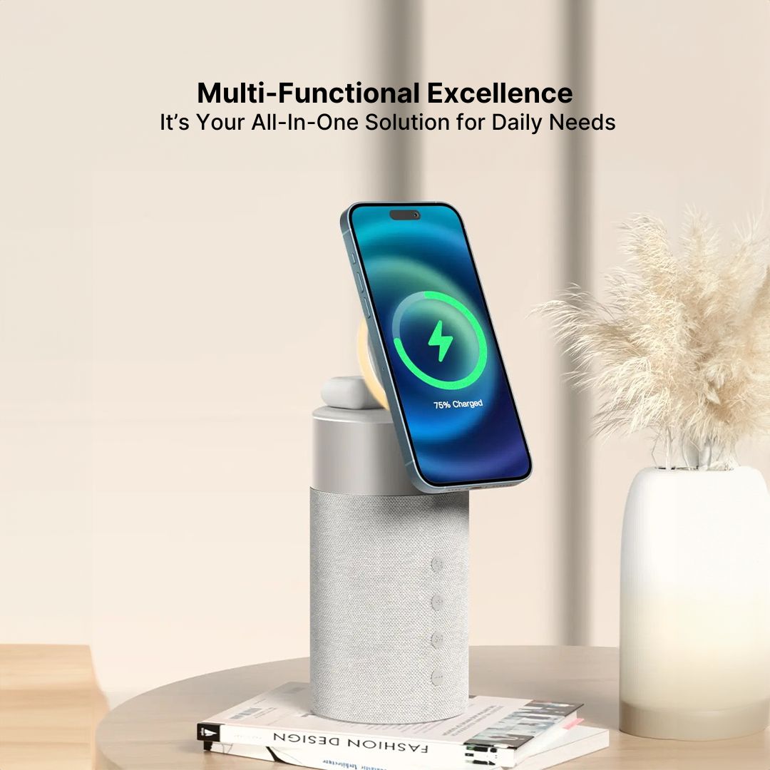 3-in-1 Wireless Charging Hub, Bluetooth Speaker & Night Light – BlueBolt Chargers