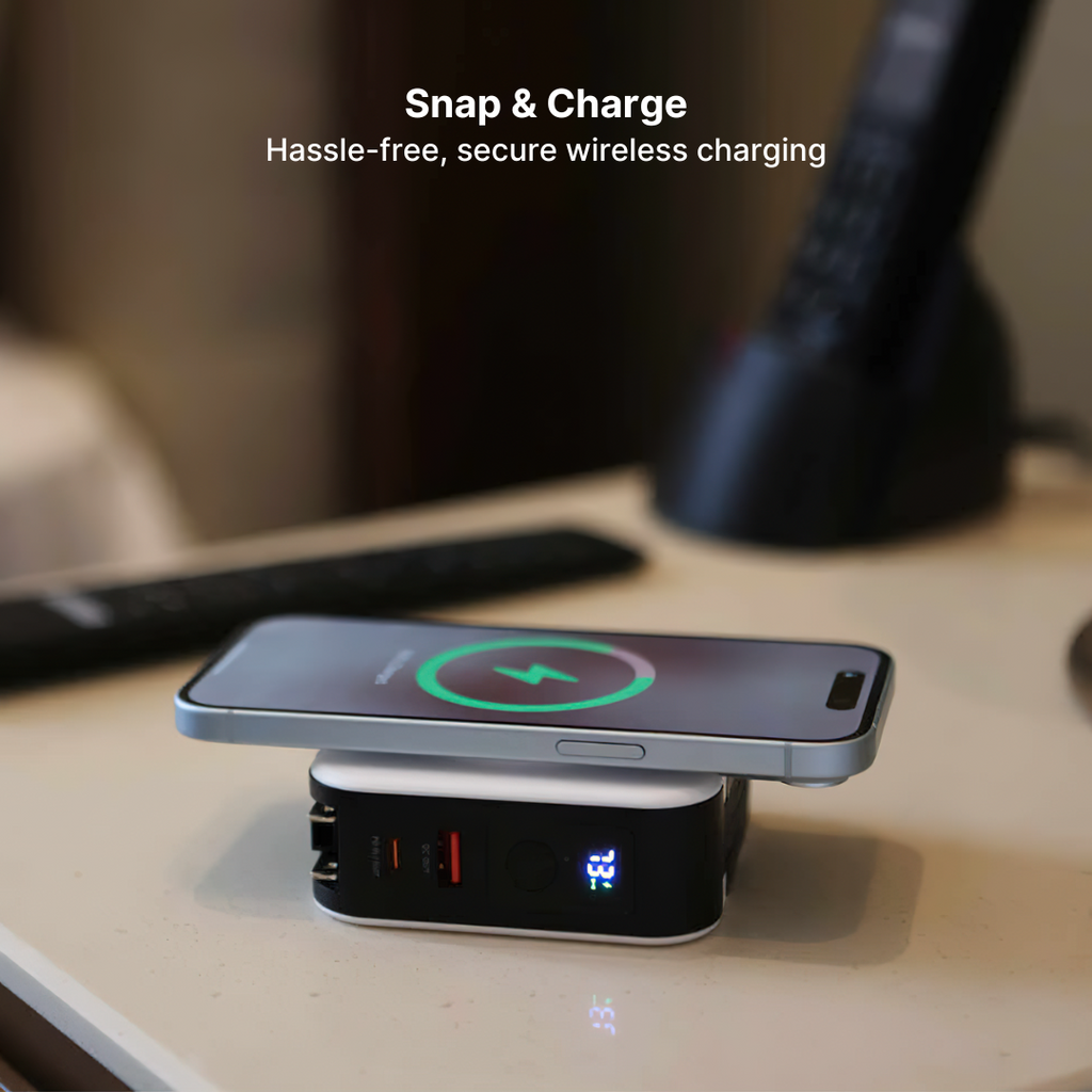 TravelBank 5-in-1 Wall Charger with Wireless Charging Pad and Power Ba ...