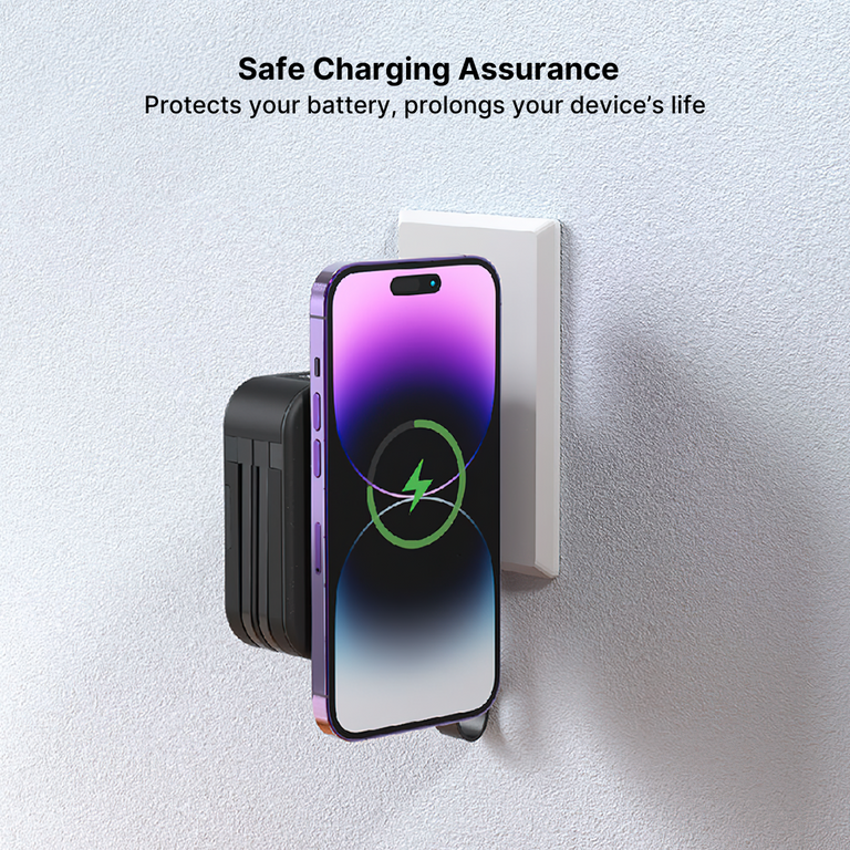 TravelBank 5-in-1 Wall Charger with Wireless Charging Pad and Power Ba ...