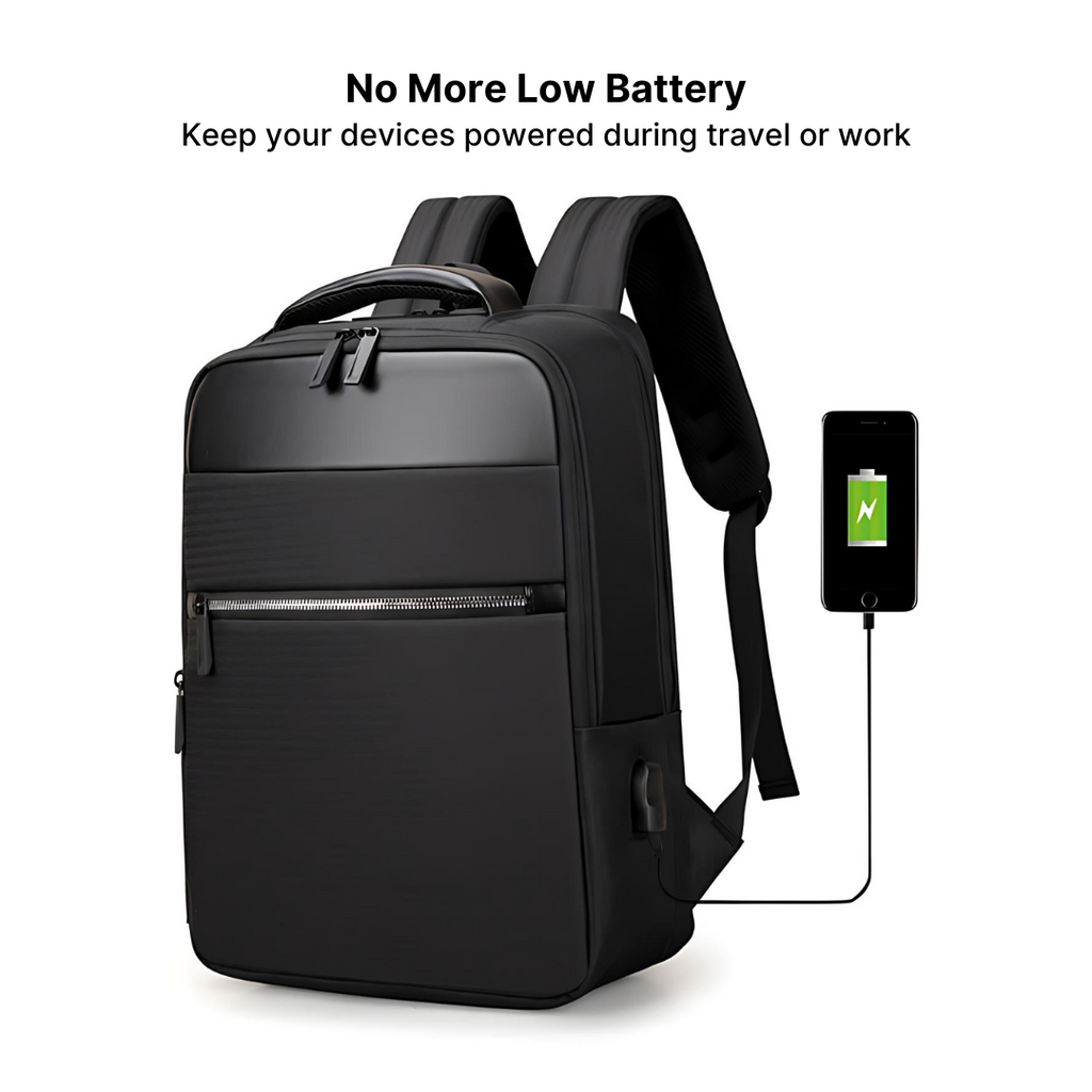 Nylon Business Backpack with Built-in USB Port – BlueBolt Chargers