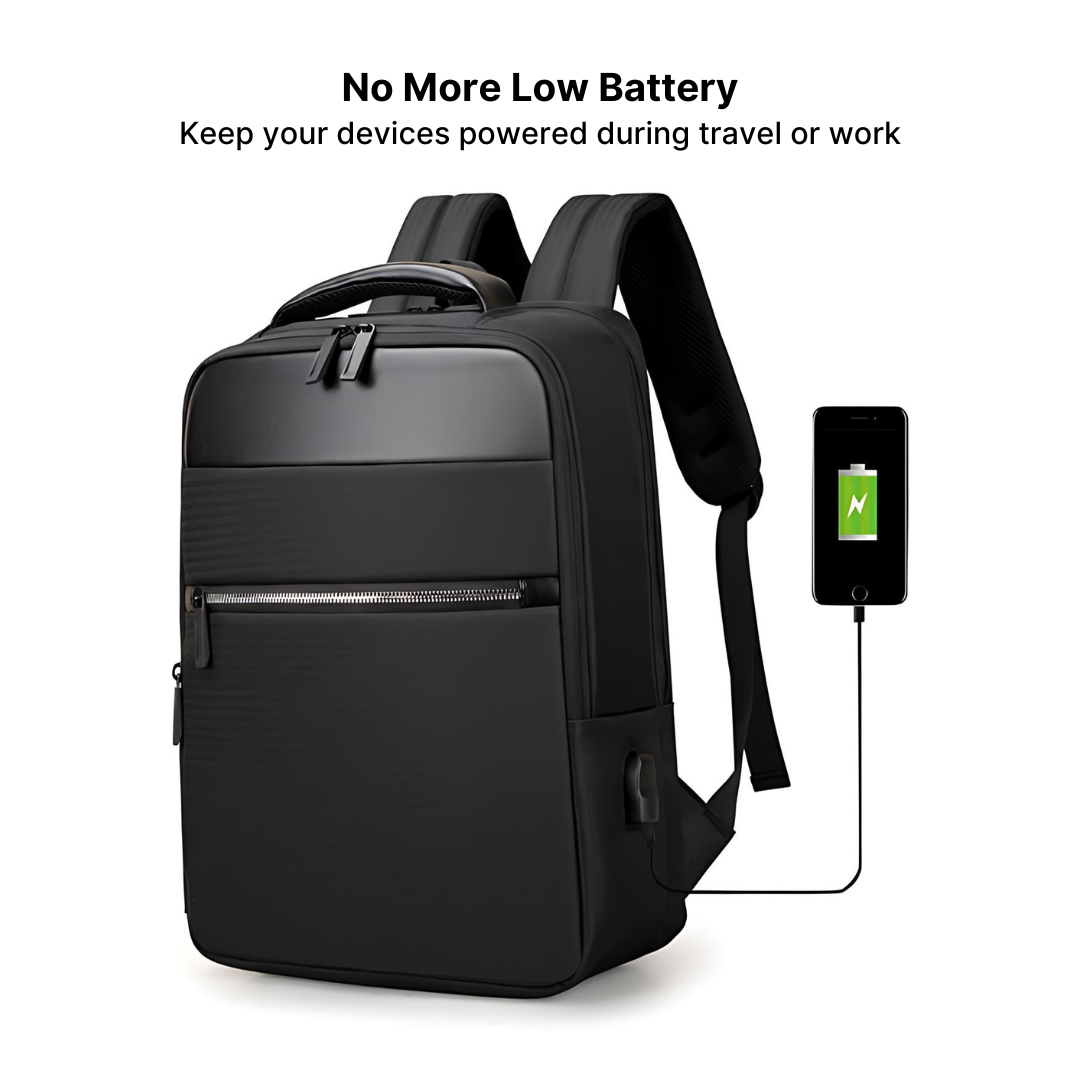 Nylon Business Backpack with Built-in USB Port – BlueBolt Chargers