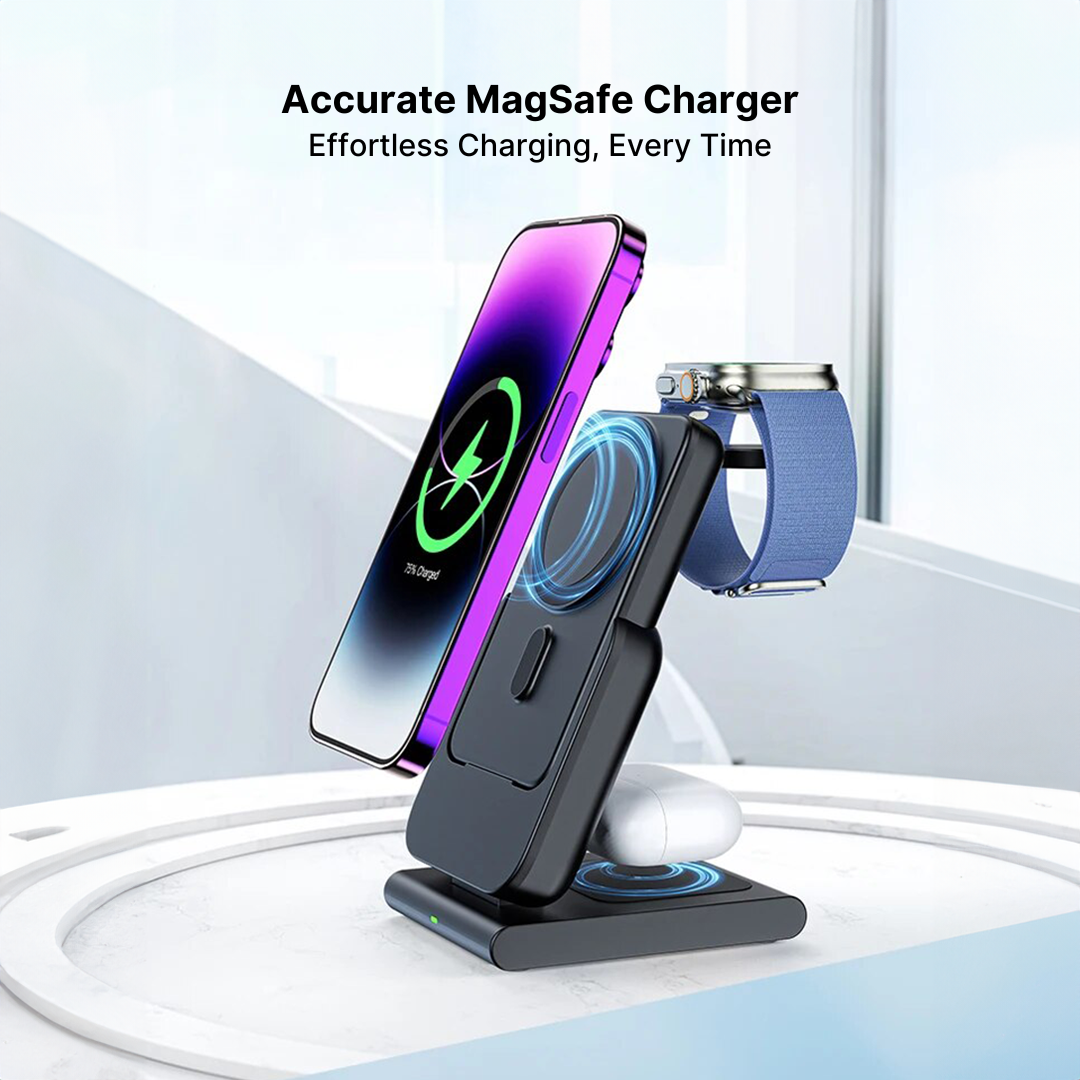 PowerMag 3-in-1 Magnetic Wireless Charger with Stand – BlueBolt Chargers