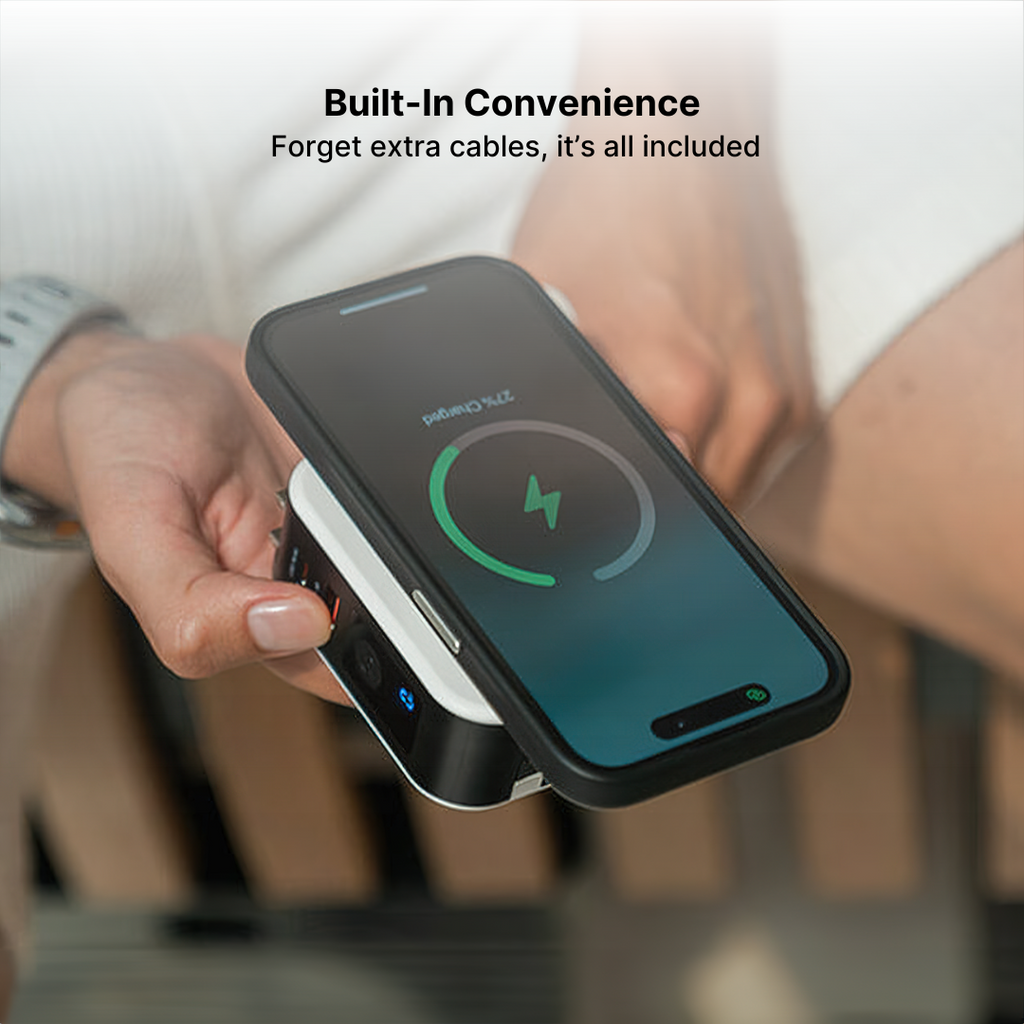 TravelBank 5-in-1 Wall Charger with Wireless Charging Pad and Power Ba ...