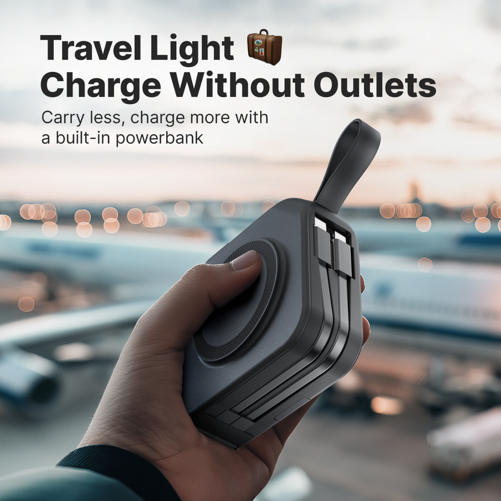 TravelBank 5-in-1 Wall Charger with Wireless Charging Pad and Power Ba ...