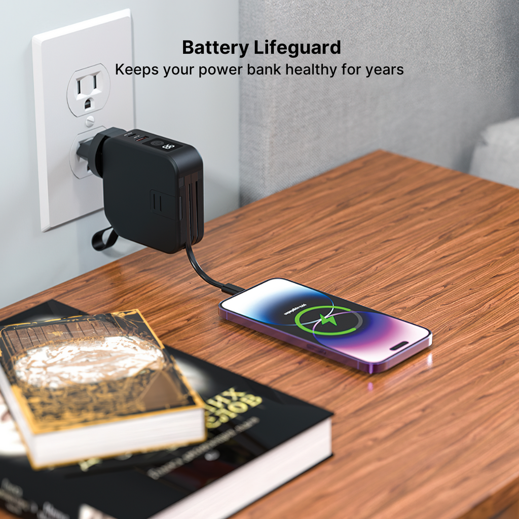 TravelBank 5-in-1 Wall Charger with Wireless Charging Pad and Power Ba ...
