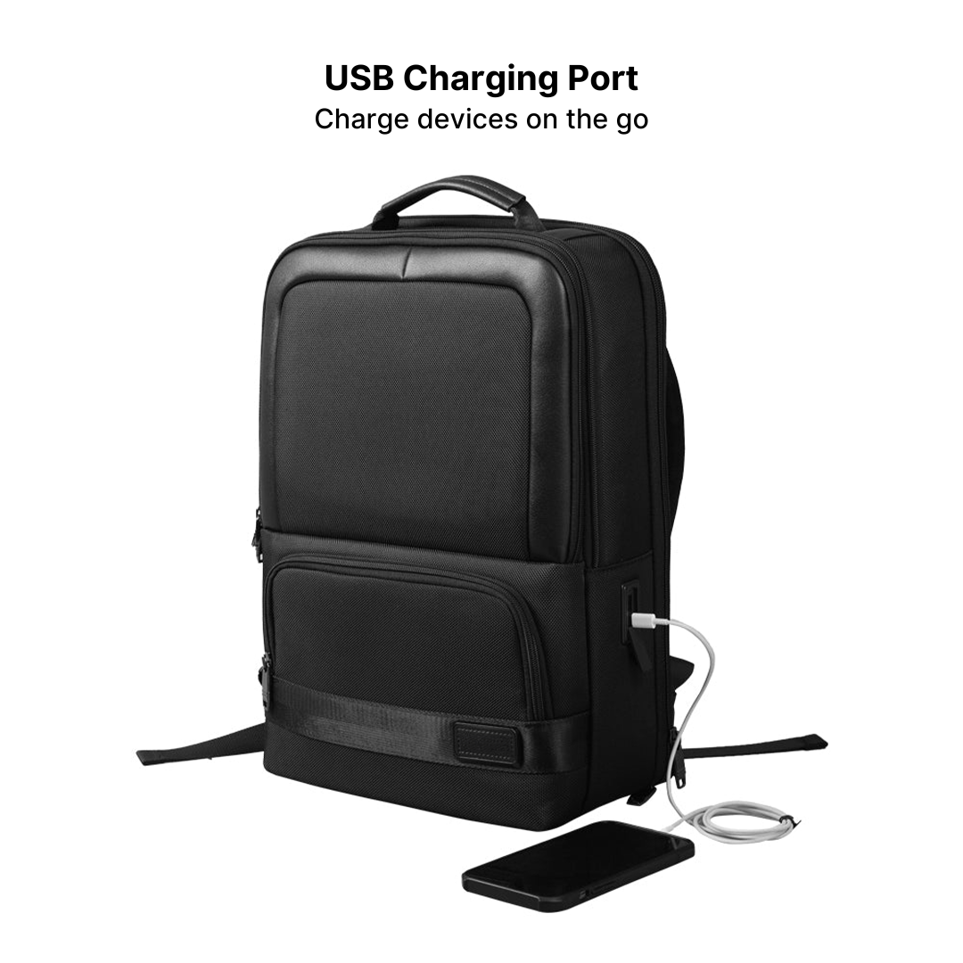 Anti-Theft Leather Laptop Backpack with USB Charging – BlueBolt Chargers