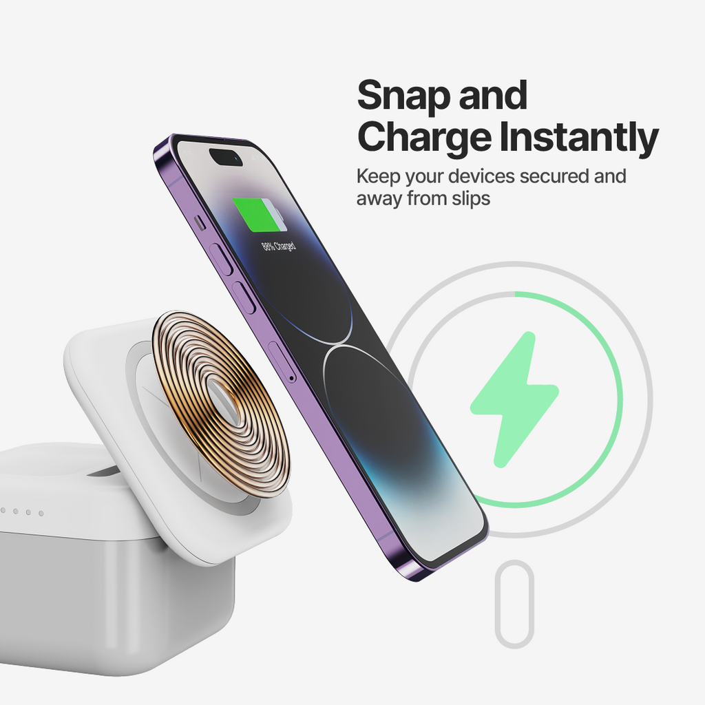 CubeMag 3-in-1 Magnetic Wireless Charging Station for Apple and Androi ...