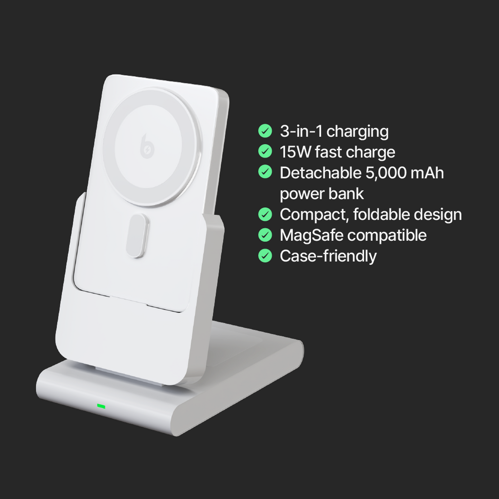 PowerMag 3-in-1 Magnetic Wireless Charger with Stand – BlueBolt Chargers