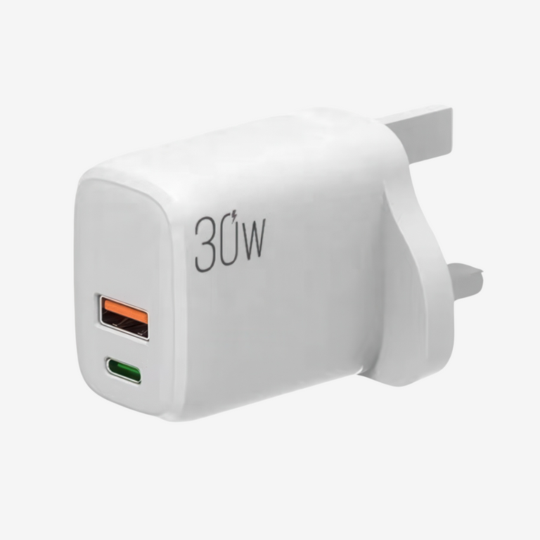 30W USB-C Dual-Plug Fast Charge Adapter – BlueBolt Chargers