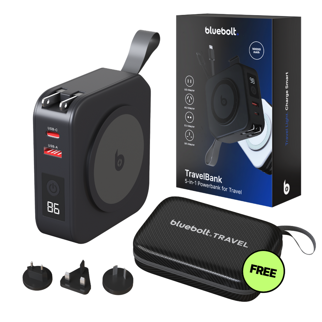 TravelBank 5-in-1 Wall Charger with Wireless Charging Pad and Power Ba ...