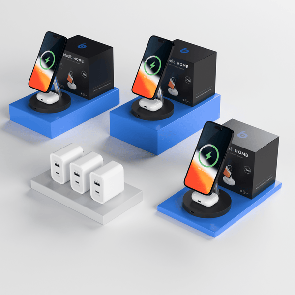 2 in 1 Wireless Charging Station Triple Bundle – BlueBolt Chargers